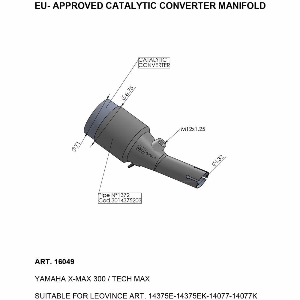 Yamaha CZD 300 A 2021-2022 Leo Vince Catalytic Converter 16049 | DR Bikes